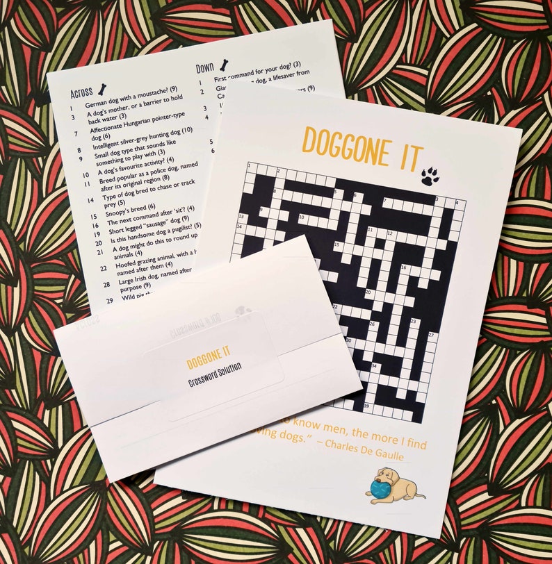 Dog Themed Crossword Card - Doggone It Crossword Puzzle Greetings Card ...