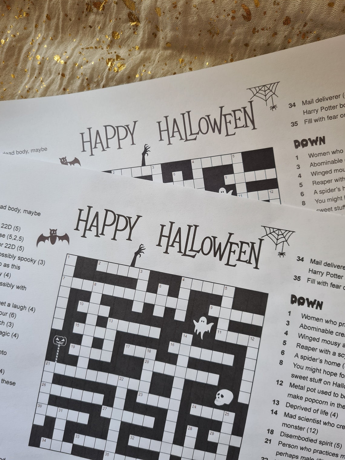Happy Halloween Printable Crossword Spooky Themed Crossword - Etsy