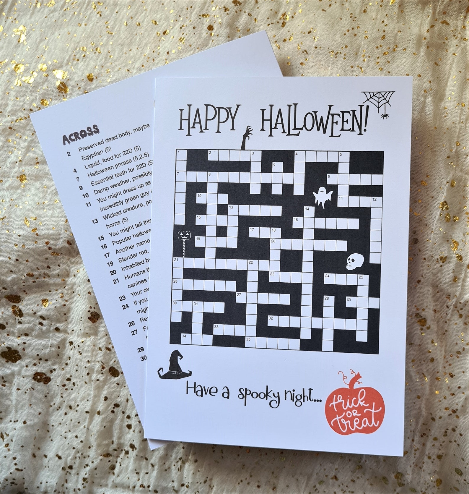 Happy Halloween Printable Crossword - Spooky Themed Crossword Puzzle ...