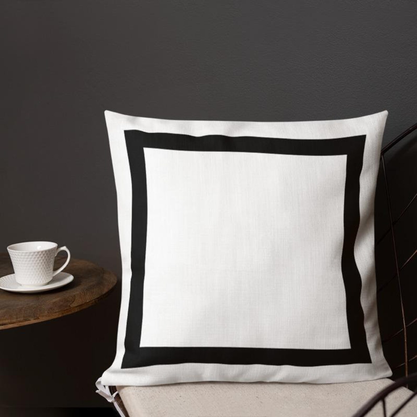 Black Border Solid White Premium Decorative Throw Pillow - Etsy