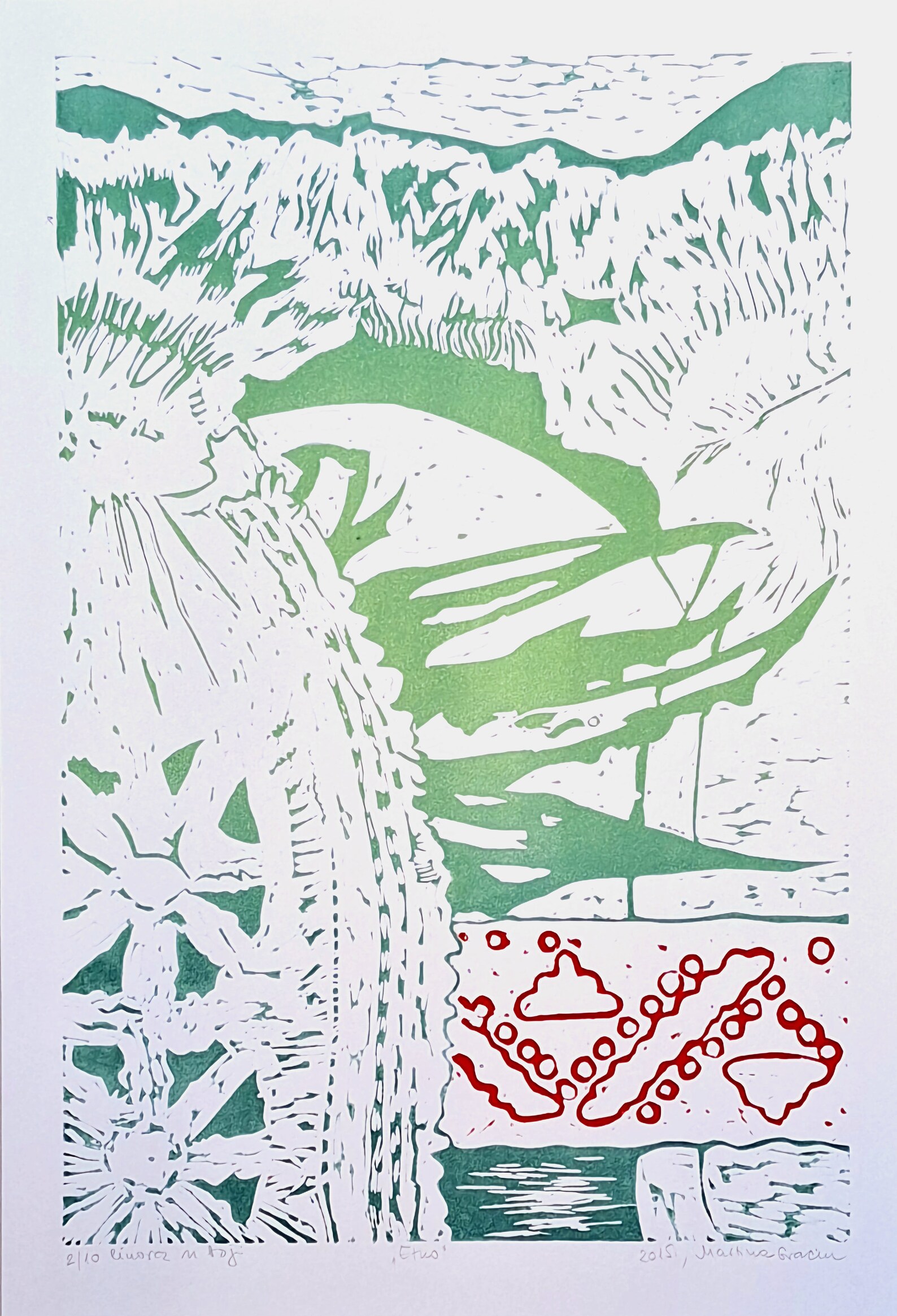 ETNO Linocut. Croatian Folk Pattern and Agave. Original, Hand-carved ...