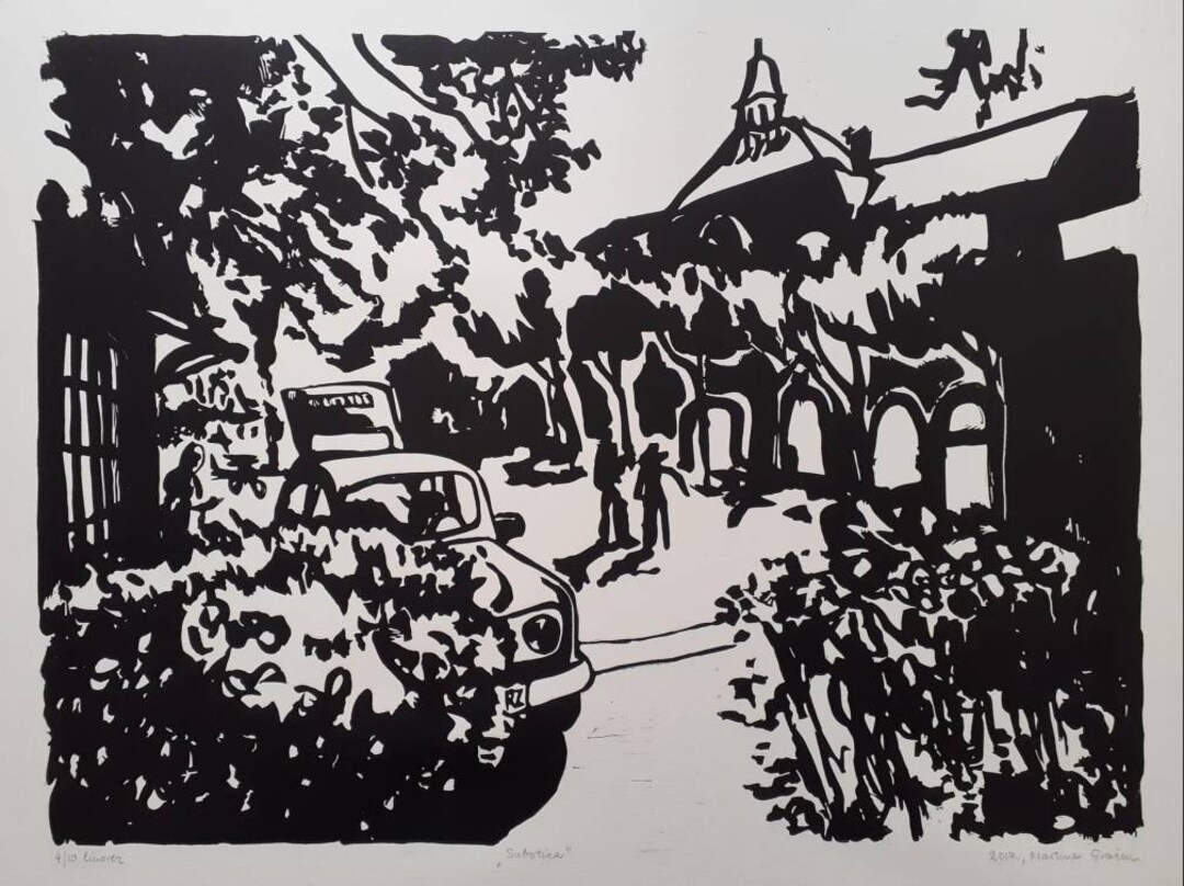SUBOTICA Linocut, a Romantic City Scene. - Etsy