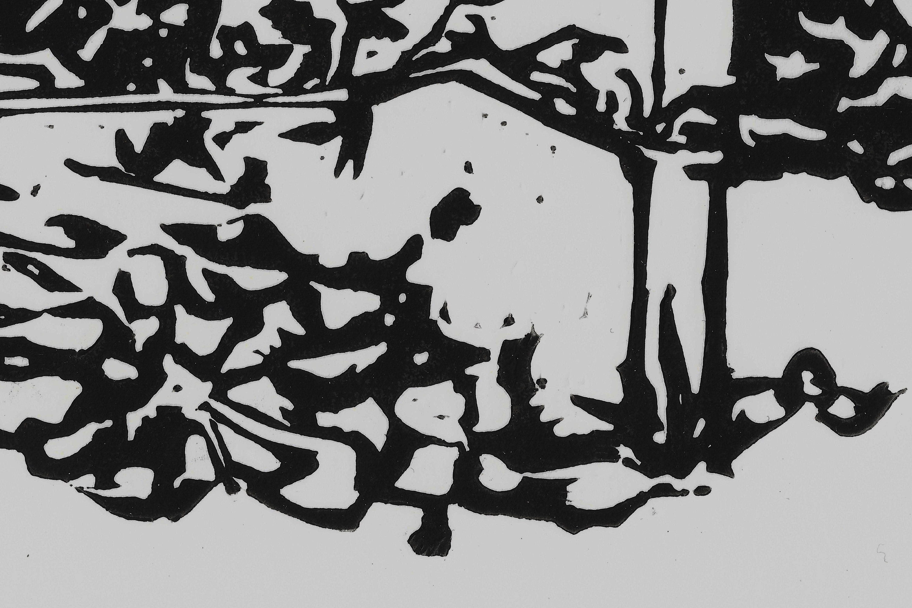 AFFECTIONATE REMEMBRANCE Linocut. Victorian Graveyard Near London ...