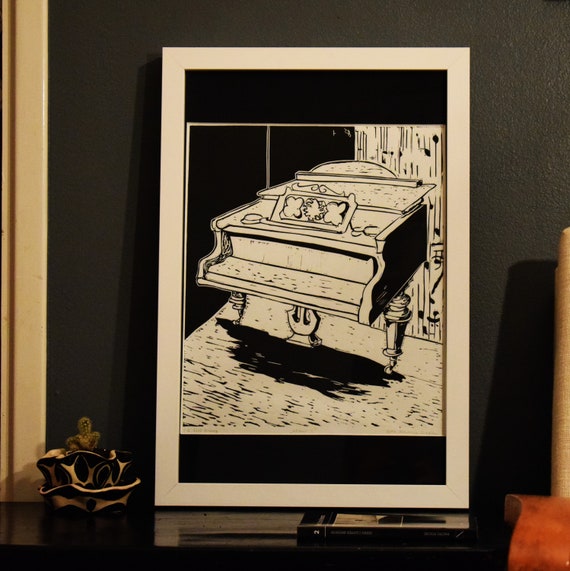 PIANO Linocut. A Grand Vintage Instrument. - Etsy