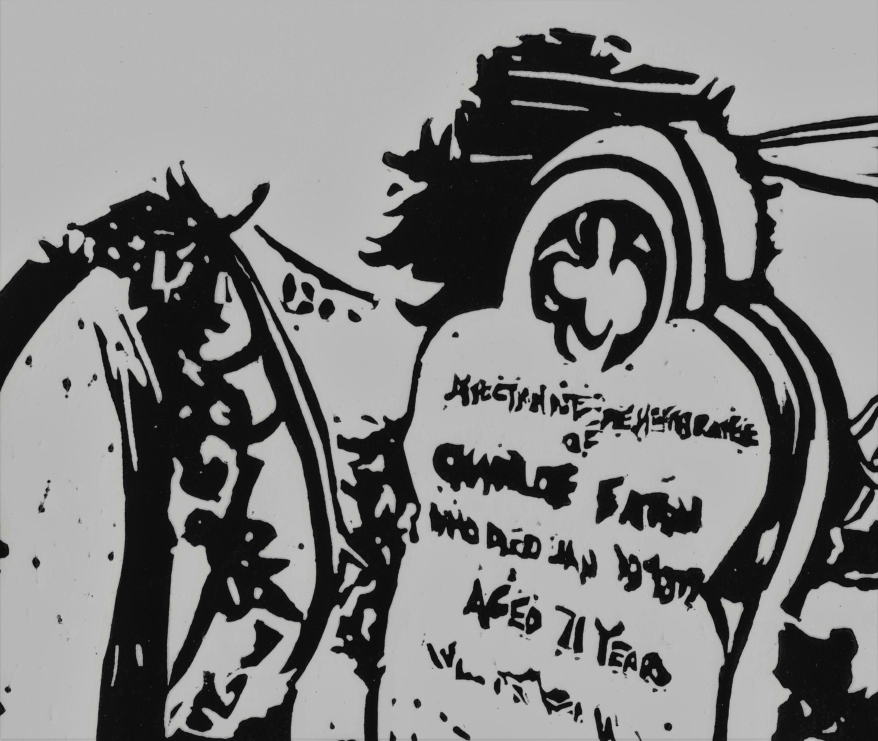 AFFECTIONATE REMEMBRANCE Linocut. Victorian Graveyard Near London ...