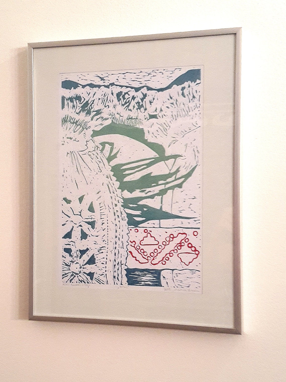 ETNO Linocut. Croatian Folk Pattern and Agave. - Etsy