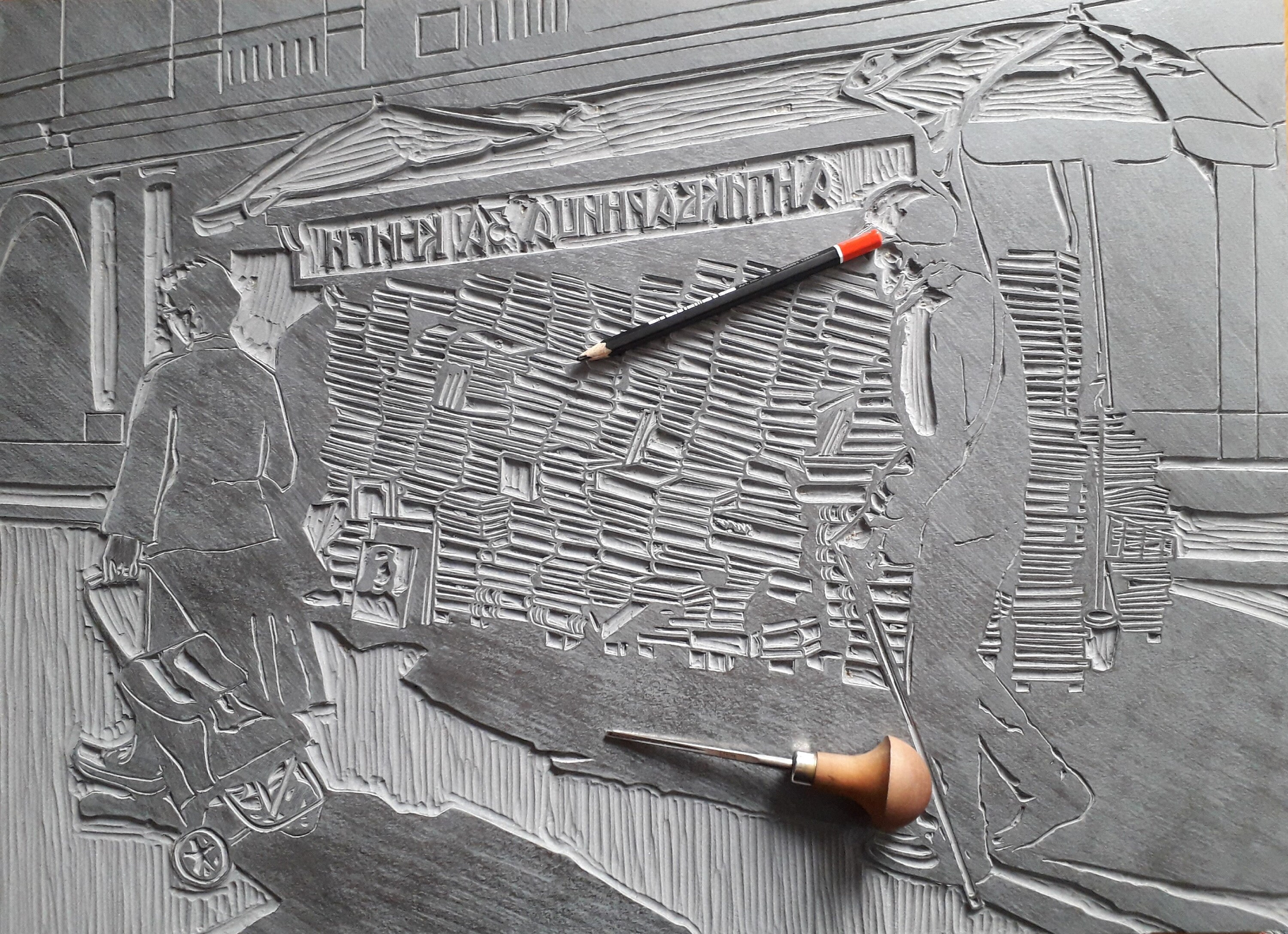 SKOPJE Linocut. Books in a Street Antique Shop. - Etsy