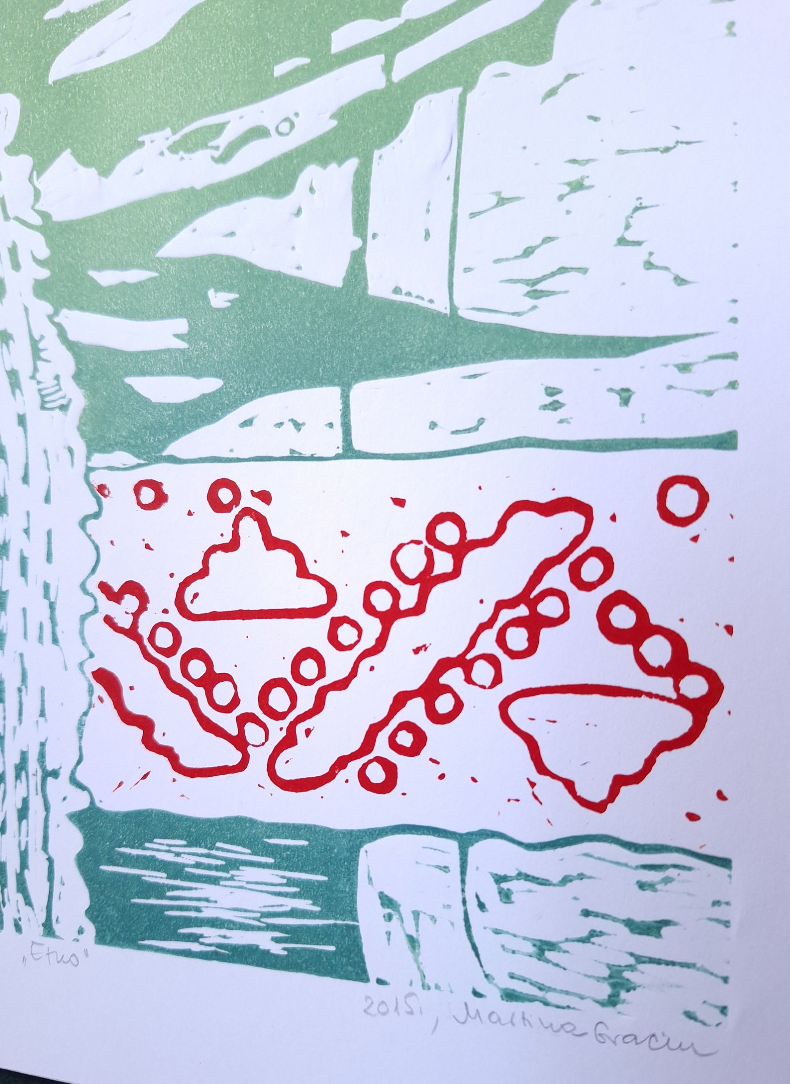 ETNO Linocut. Croatian Folk Pattern and Agave. Original, Hand-carved ...