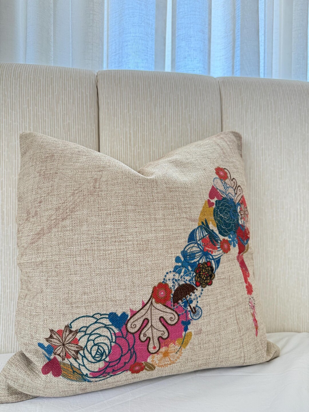 Floral High Heel Pillow Cover: Fashion-inspired Linen Throw Pillow - Etsy