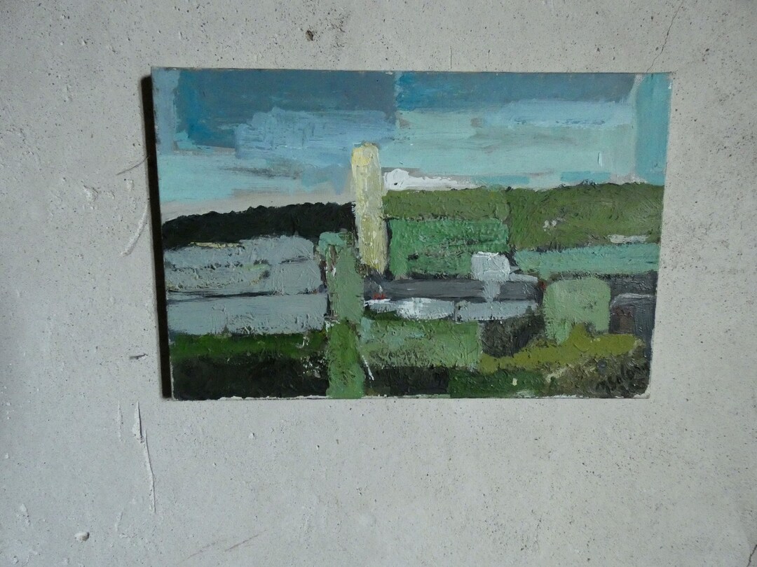 Vintage French Oil on Canvas Contemporary Modern Abstract Painting 50s ...