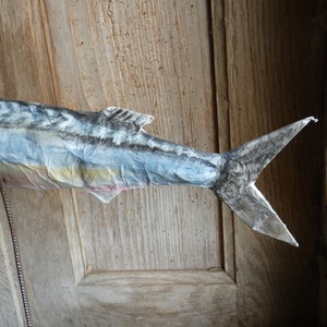 Paper Mache Statue Life-size Mackerel Fish on Base Handmade by Merel - Etsy