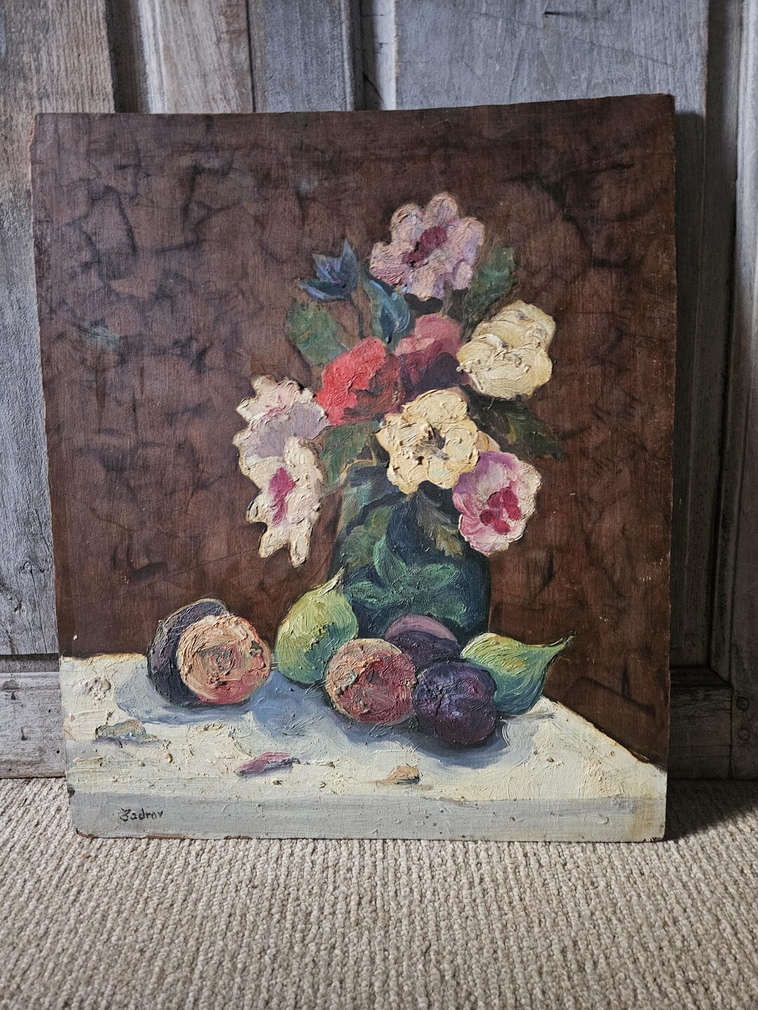 Antique French Fauvism Post Impressionism Oil Painting Flower Bouquet ...