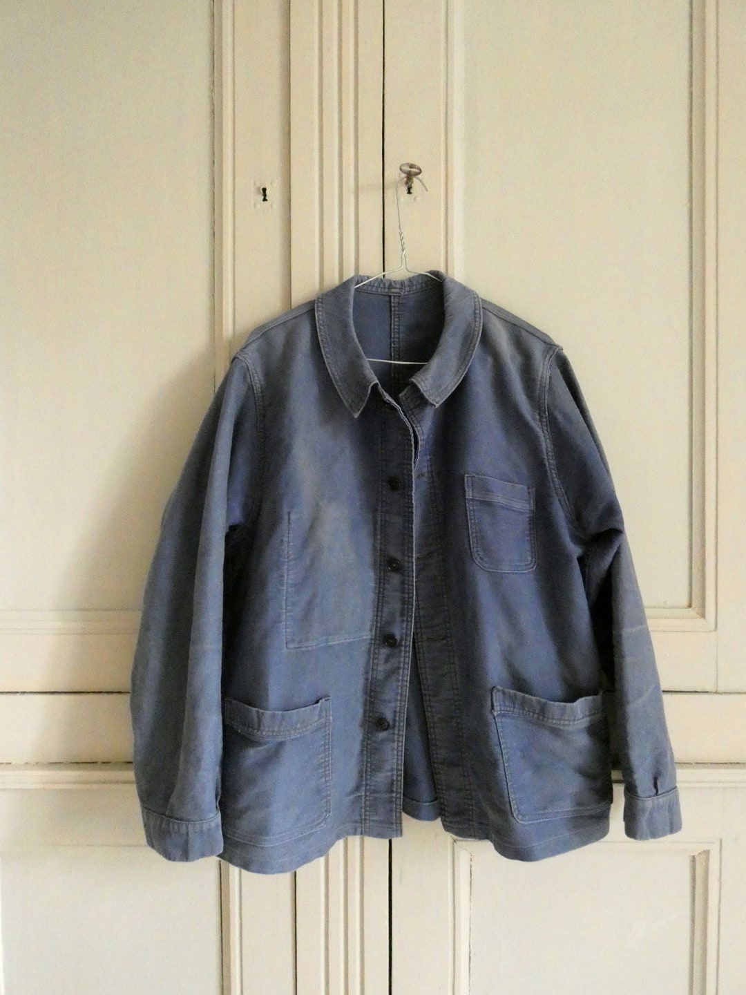 Rare Find Vintage French Chore Jacket 1940s Workwear Faded Indigo Blue ...
