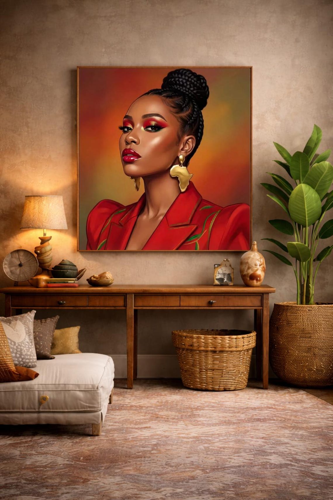 Afrocentric Black Woman Wall Art Printable | African Queen Portrait ...