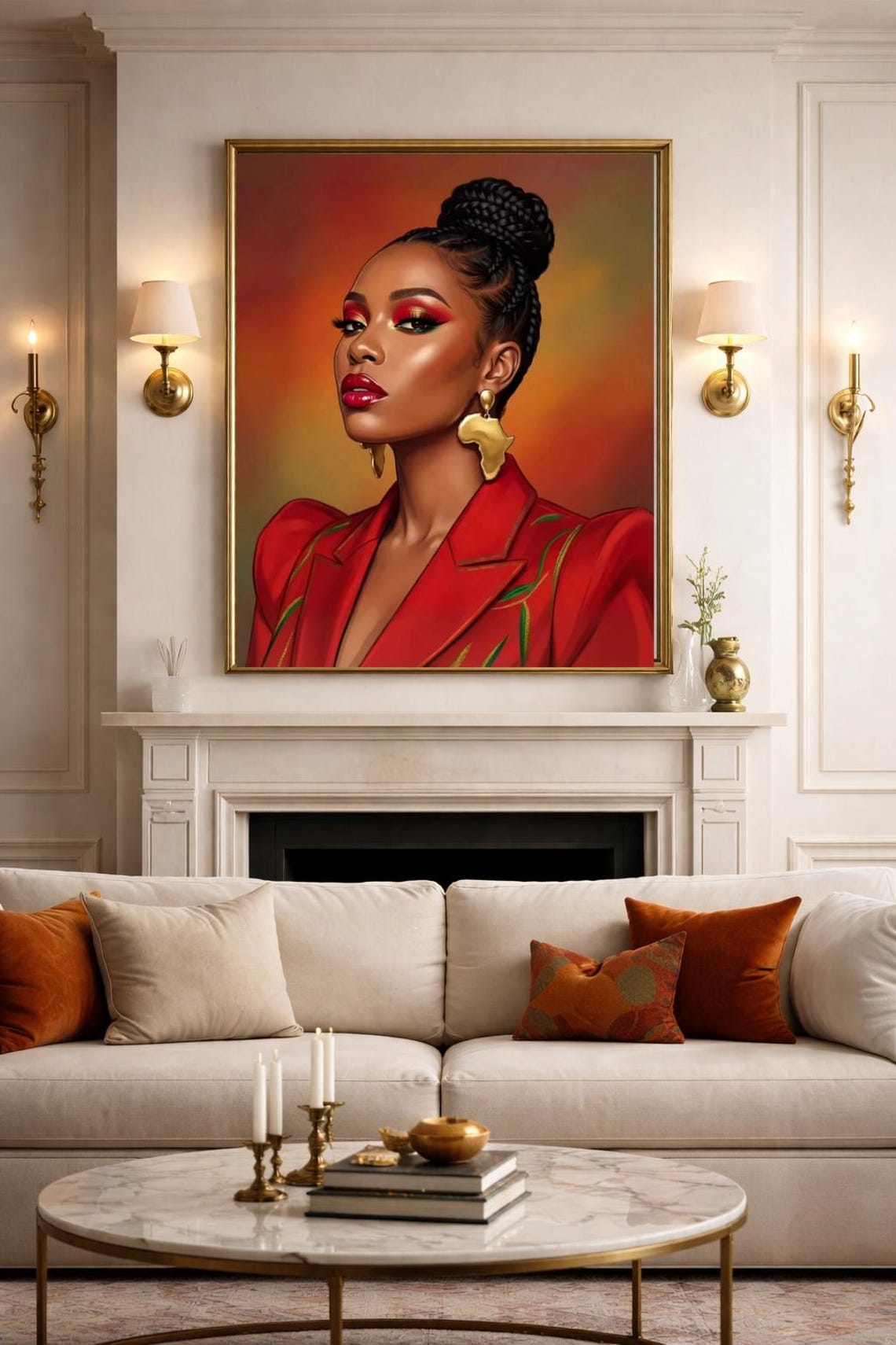Afrocentric Black Woman Wall Art Printable | African Queen Portrait ...