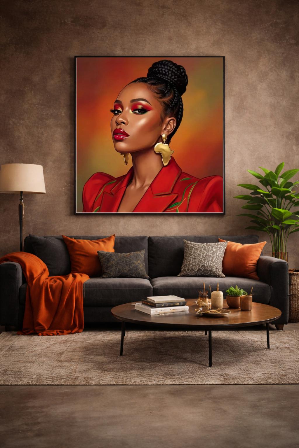 Afrocentric Black Woman Wall Art Printable | African Queen Portrait ...