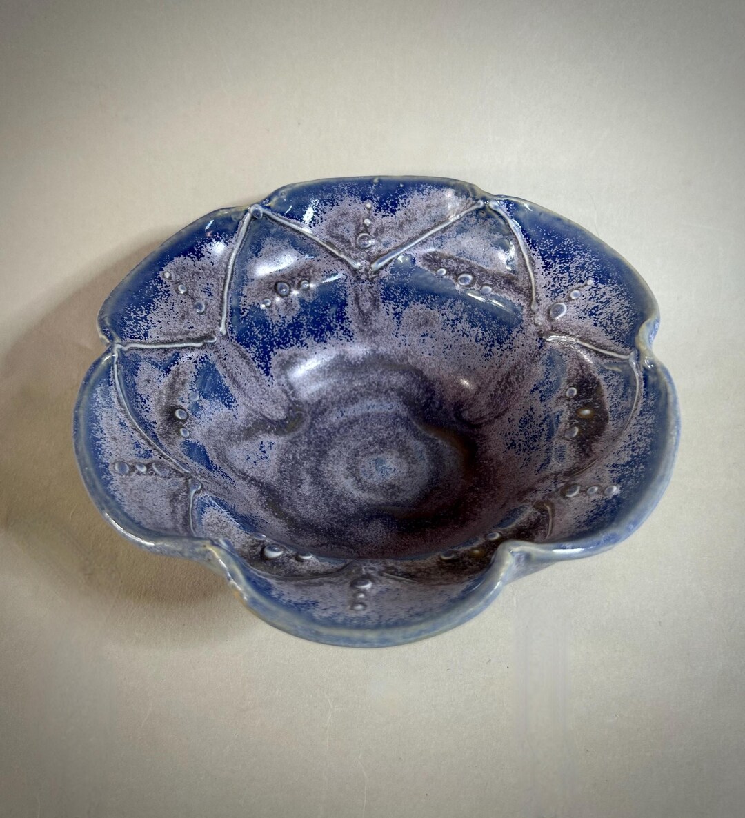 Purple Blue Ice Cream Dish, Handmade Pottery Bowl, Wheel Thrown Small ...
