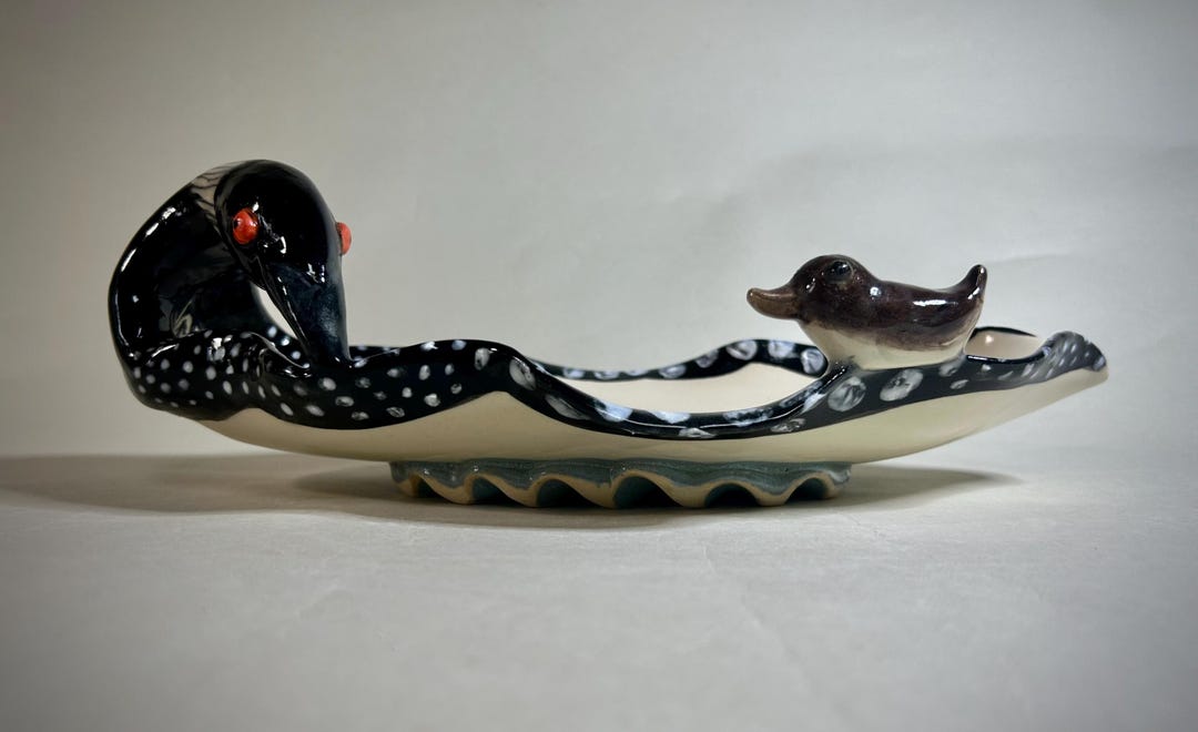 Elegant Long Loon Bowl, Loon Serving Dish, Ceramic Loon Bowl, Hand Made ...