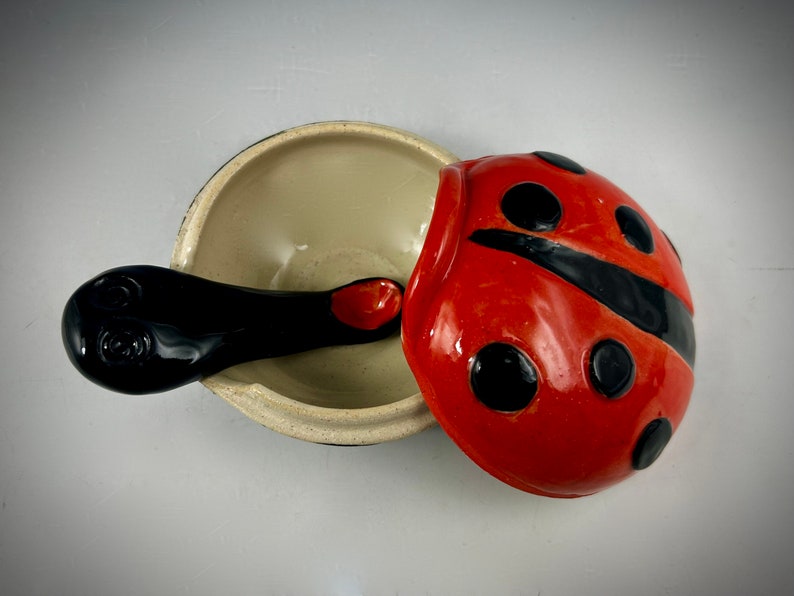Ladybug Sugar Bowl Ladybug Bowl With Spoon Handmade Ceramic - Etsy