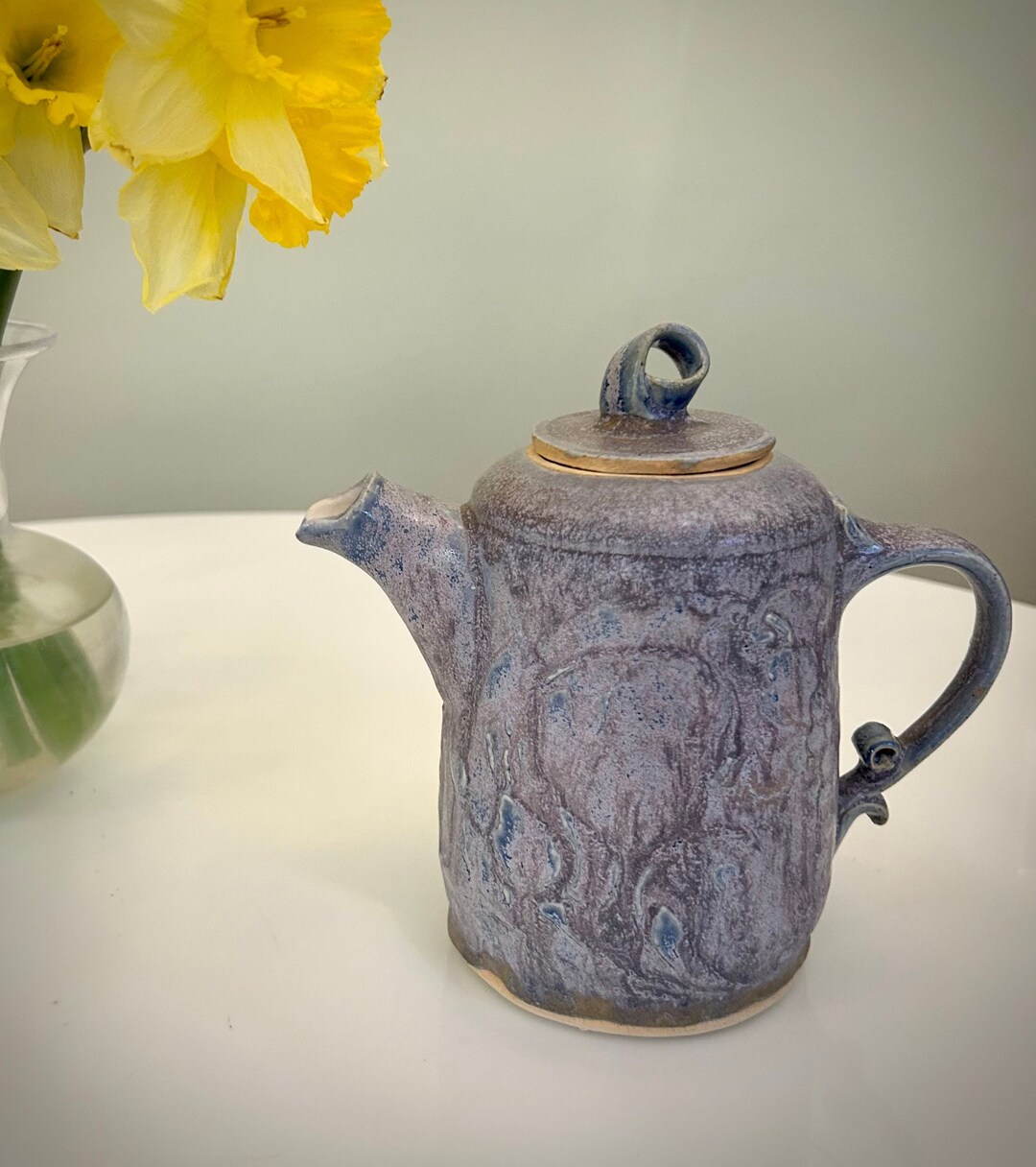 Beautiful Blue Purple Handmade Teapot, Wheel Thrown Elegant Functional ...