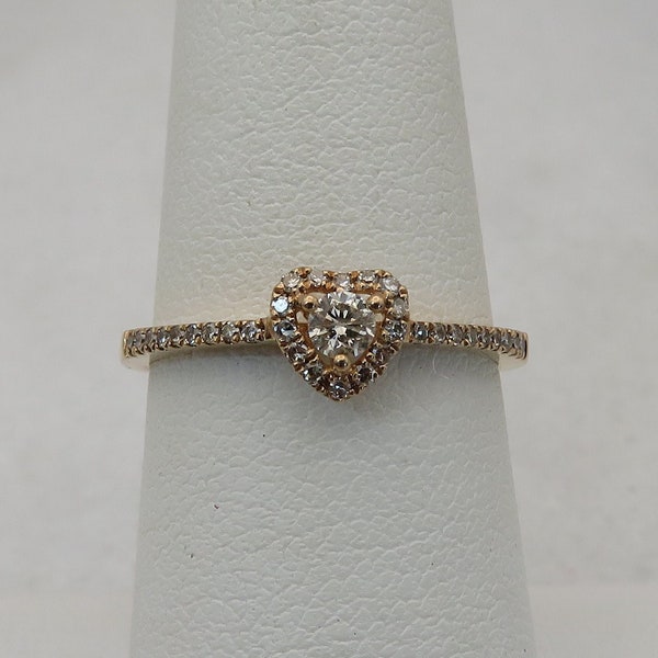 10k Gold Heart Diamond Ring - Etsy
