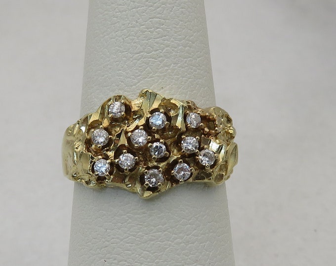 Vintage 14k Gold Nugget Diamond Band Ring Size 7. - Etsy