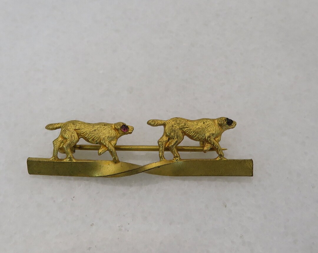 Victorian Gold Filled Dog Brooch Pin Ruby Eyes - Etsy