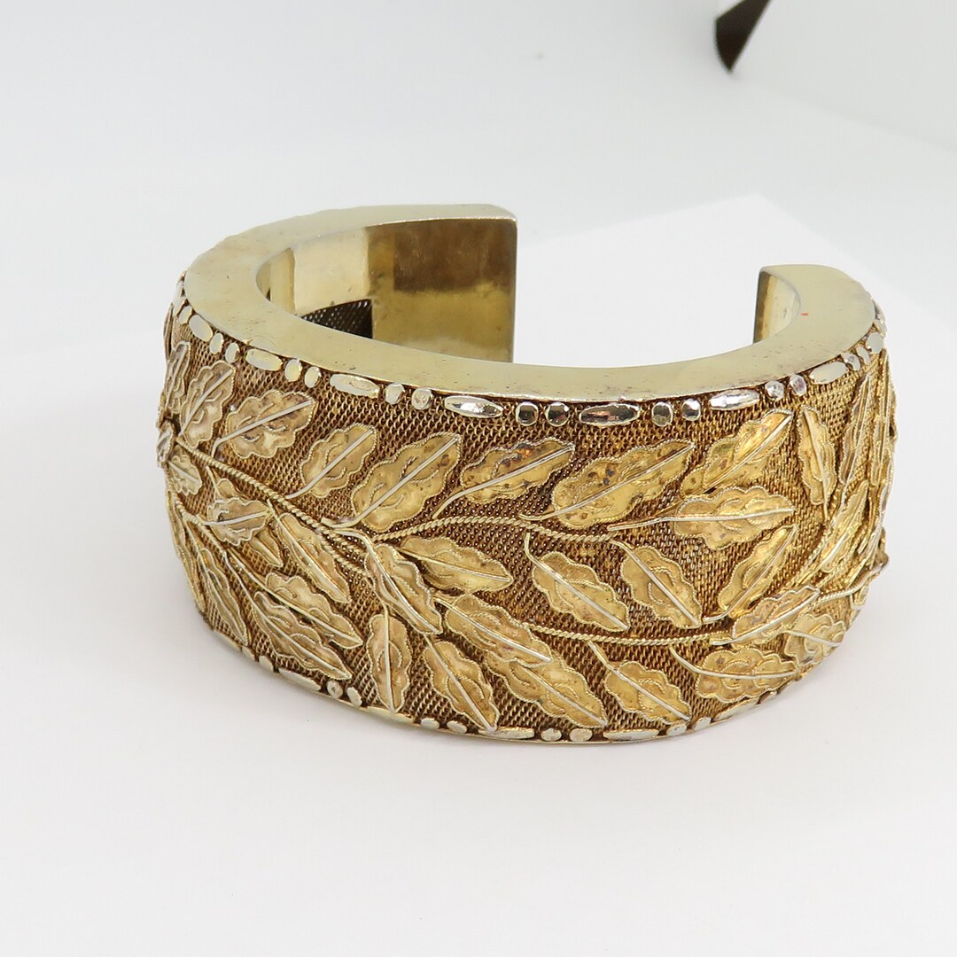 Vintage MMA Sterling Silver LEAF Cuff Bracelet. Rare Vermeil - Etsy