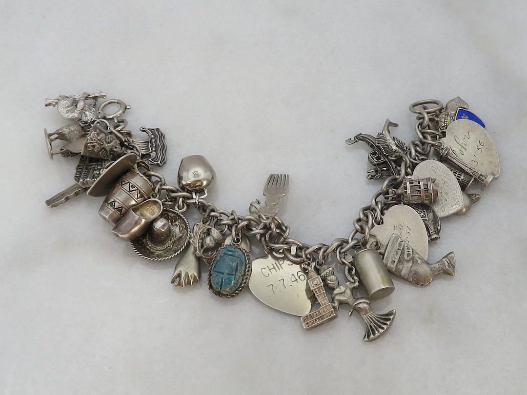 Vintage Antique Charm Bracelet. 92 Grams. Moving Charms. 36 Charms. - Etsy