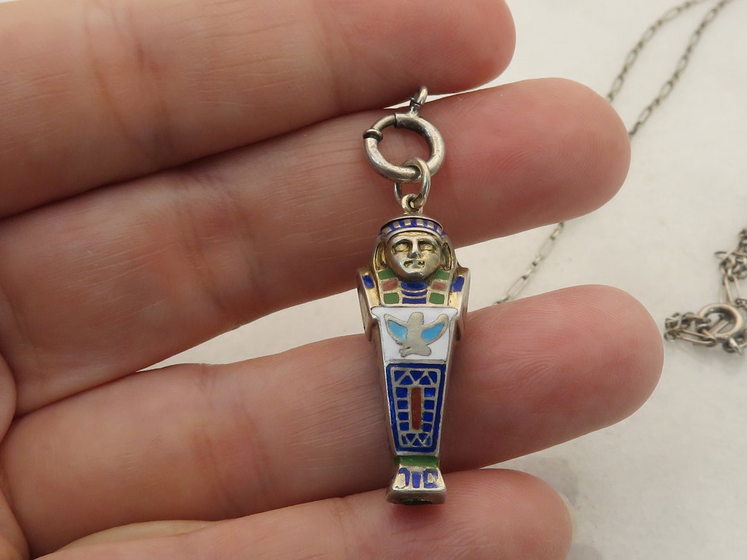 Antique Sterling Silver Egyptian Revival Mummy Pendant Necklace. - Etsy