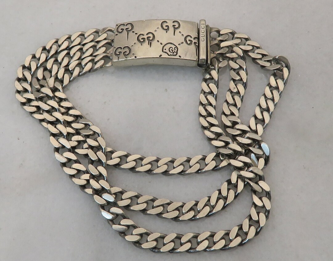 Vintage Gucci Sterling Silver Ghost Multi Chain Bracelet. 8 Inch. Rare ...