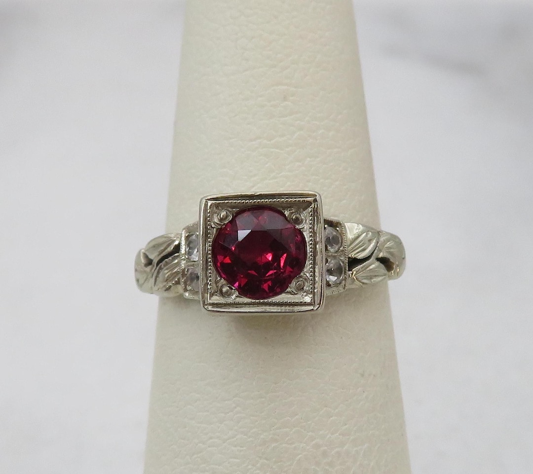 Art Deco 18k Red Topaz Engagement Ring. Sz 5.75. - Etsy