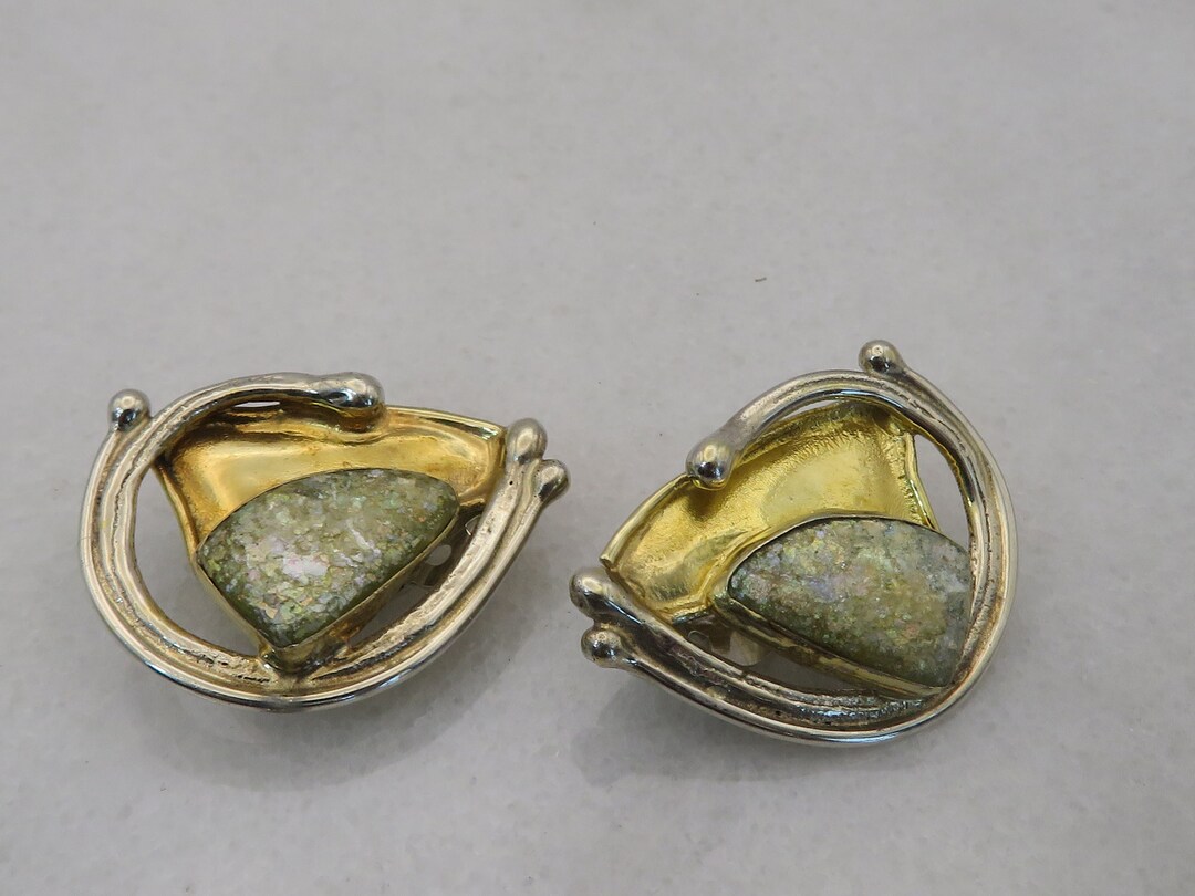 Vintage Avi Soffer Ancient Roman Glass Earrings Sterling Silver. - Etsy