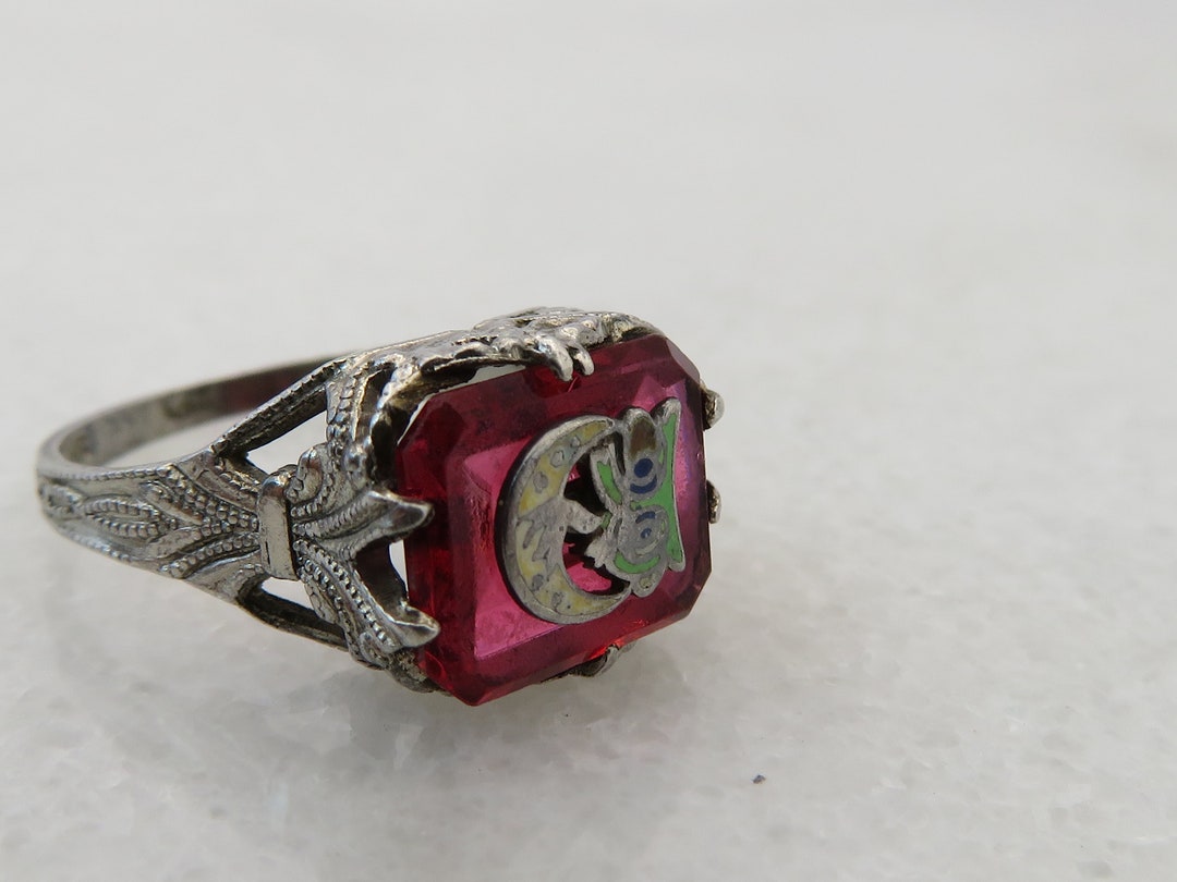 Art Deco Sterling Daughters of Rebekah Ring Odd Fellows Fraternal Order ...