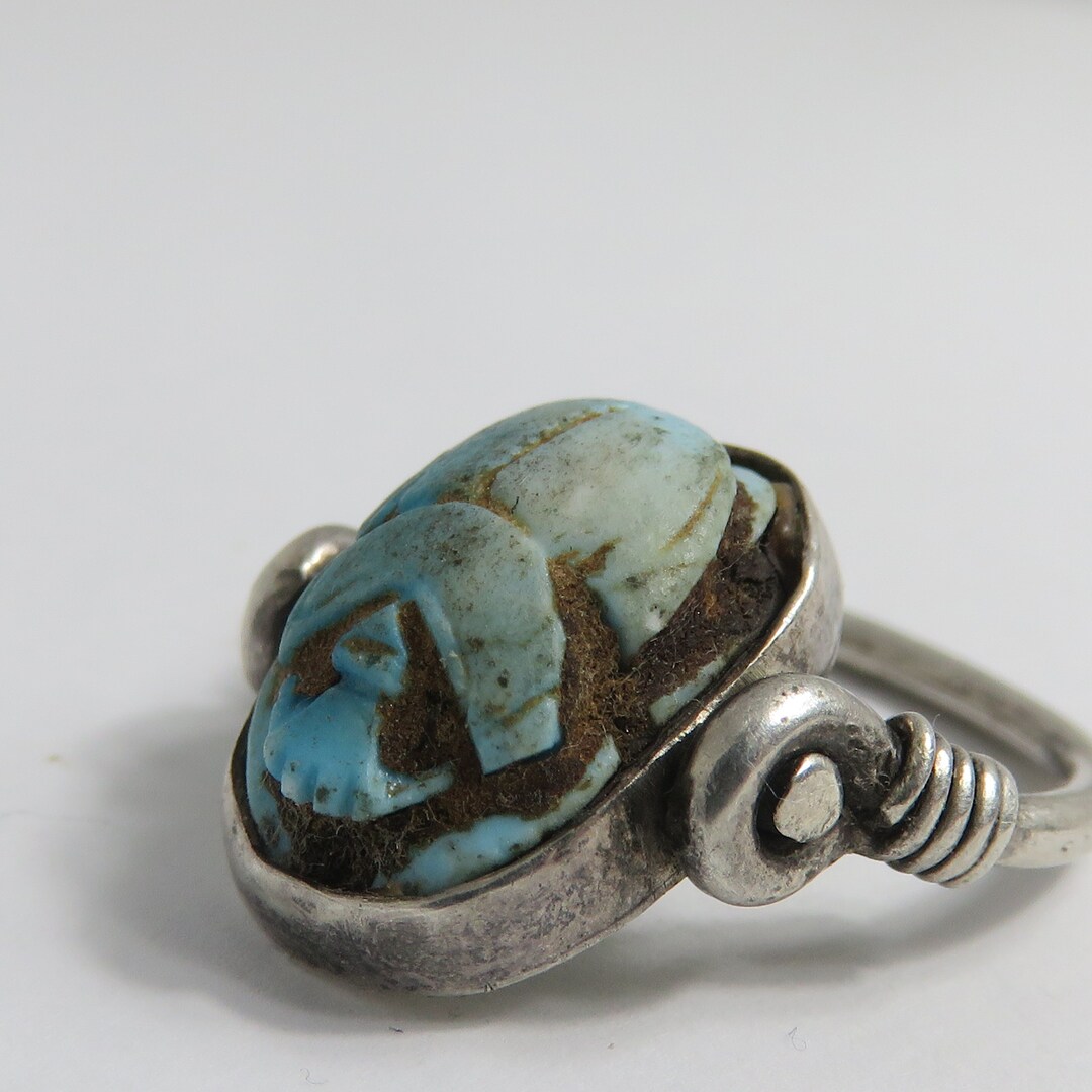 Antique Sterling Silver Egyptian Revival Scarab Swivel Flip Ring Sz 5 ...