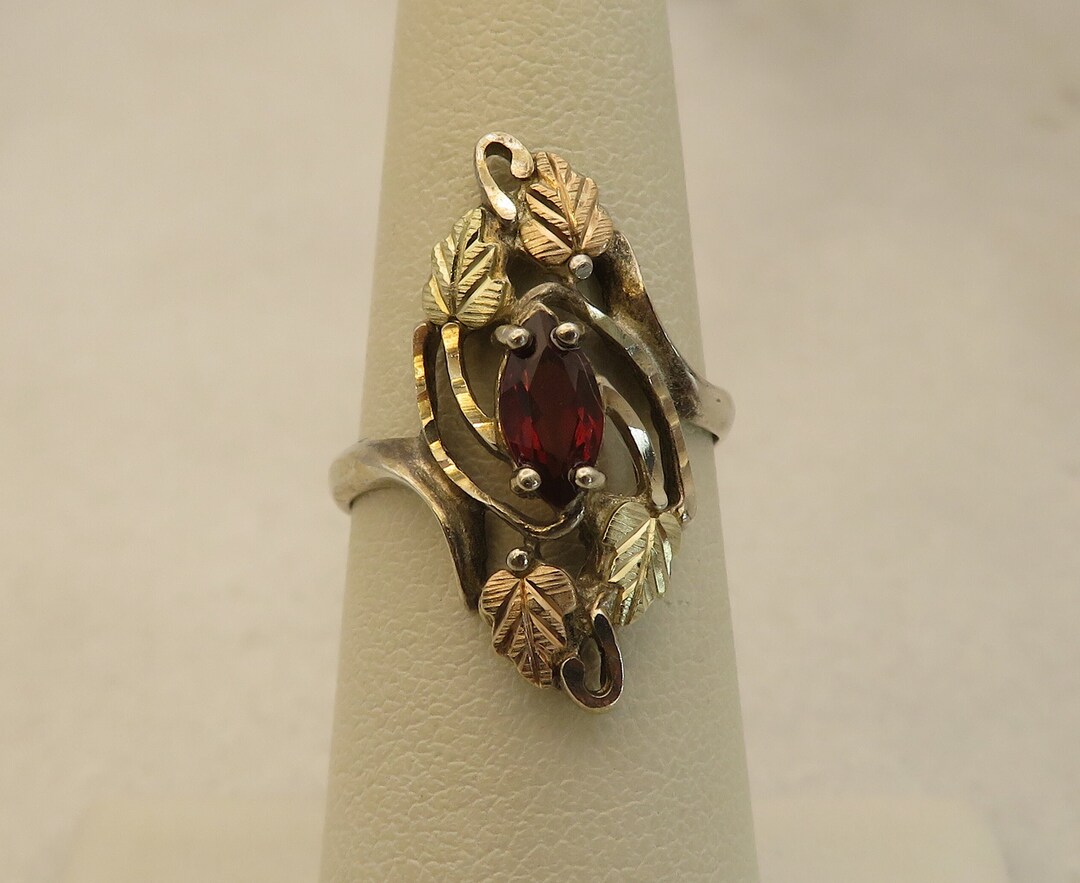Vintage Sterling Silver 10k Black Hills Gold Garnet Ring Size - Etsy
