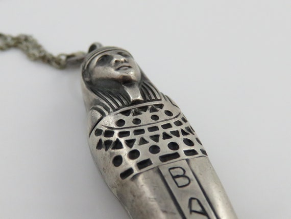 Antique 800 Silver Egyptian Revival Mummy Pendant Nec… - Gem