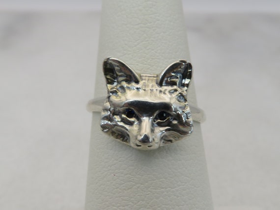 Vintage Sterling Silver Fox Face Sapphire Eyes Ring. Sz 6.5. - Etsy