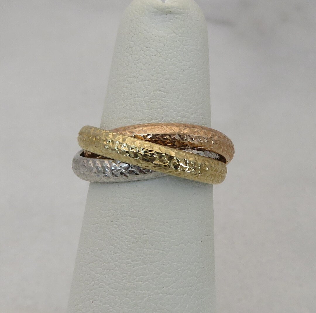 Antique 14k Triple Interlocking Bands Ring Rose White Yellow Gold. - Etsy