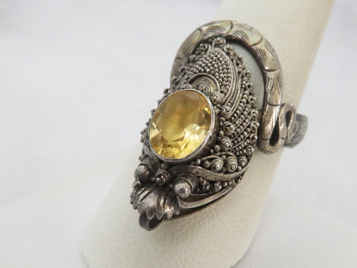 Antique 30's Chinese Citrine Dragon Ring Sz 8.25. - Etsy