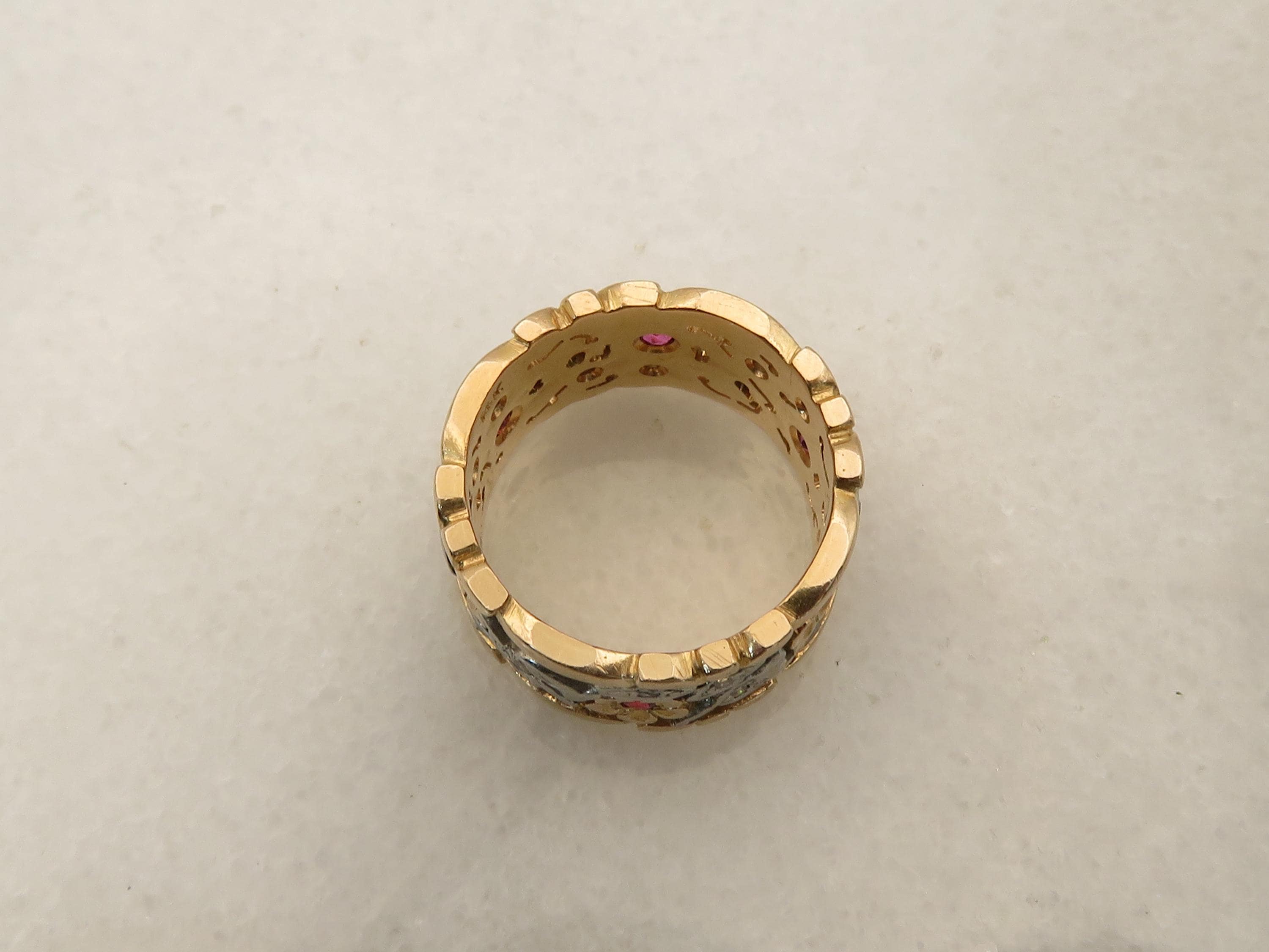 Vintage 14k Rose Gold Diamond Ruby Wide Band Ring 6.5 - Etsy