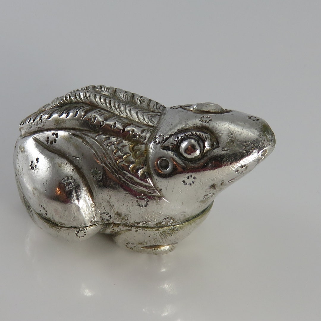 Vintage 900 Silver Large Frog Pill Box. - Etsy