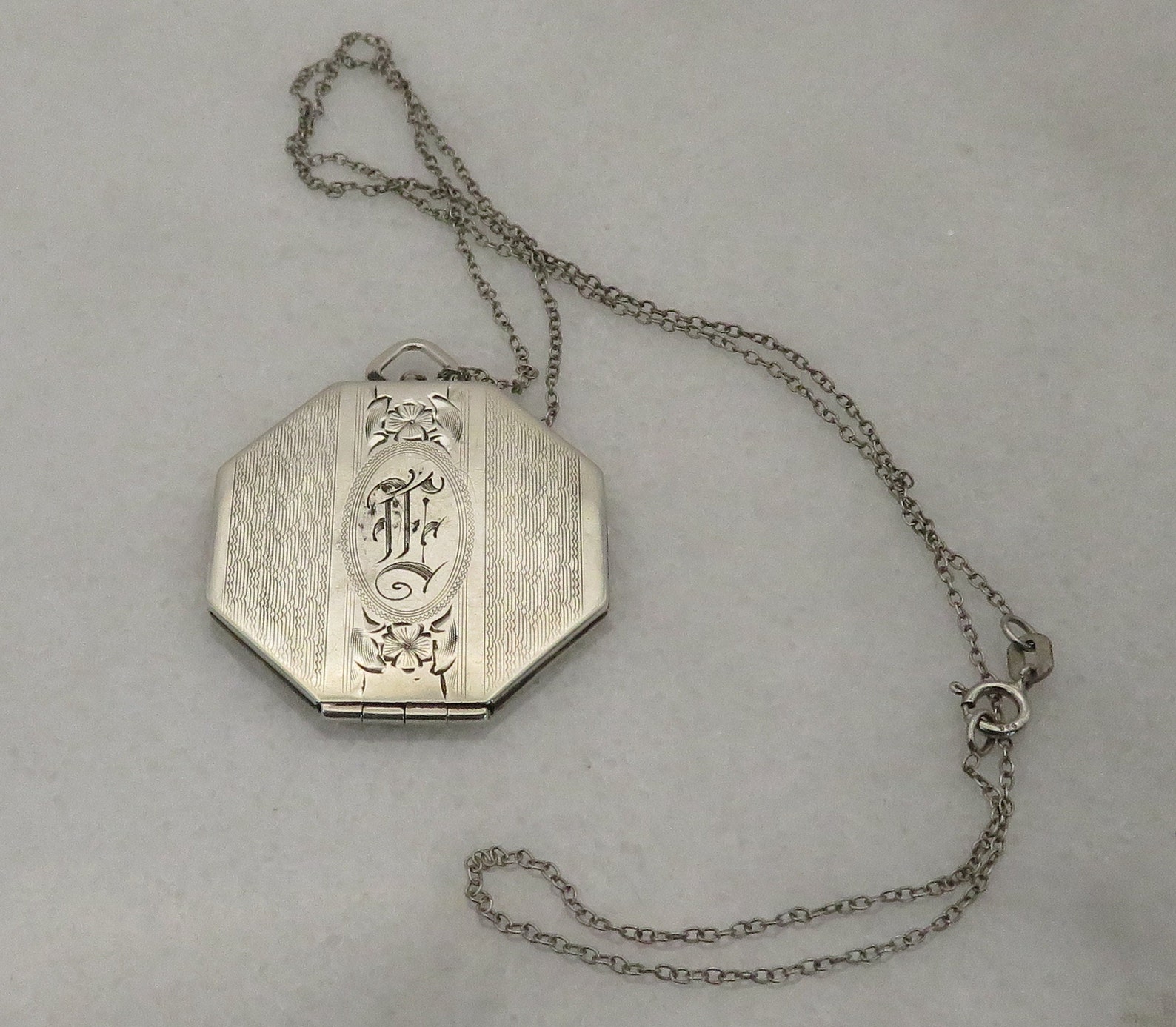 Victorian Sterling Silver Locket Pendant Necklace Marked Fm.co - Etsy