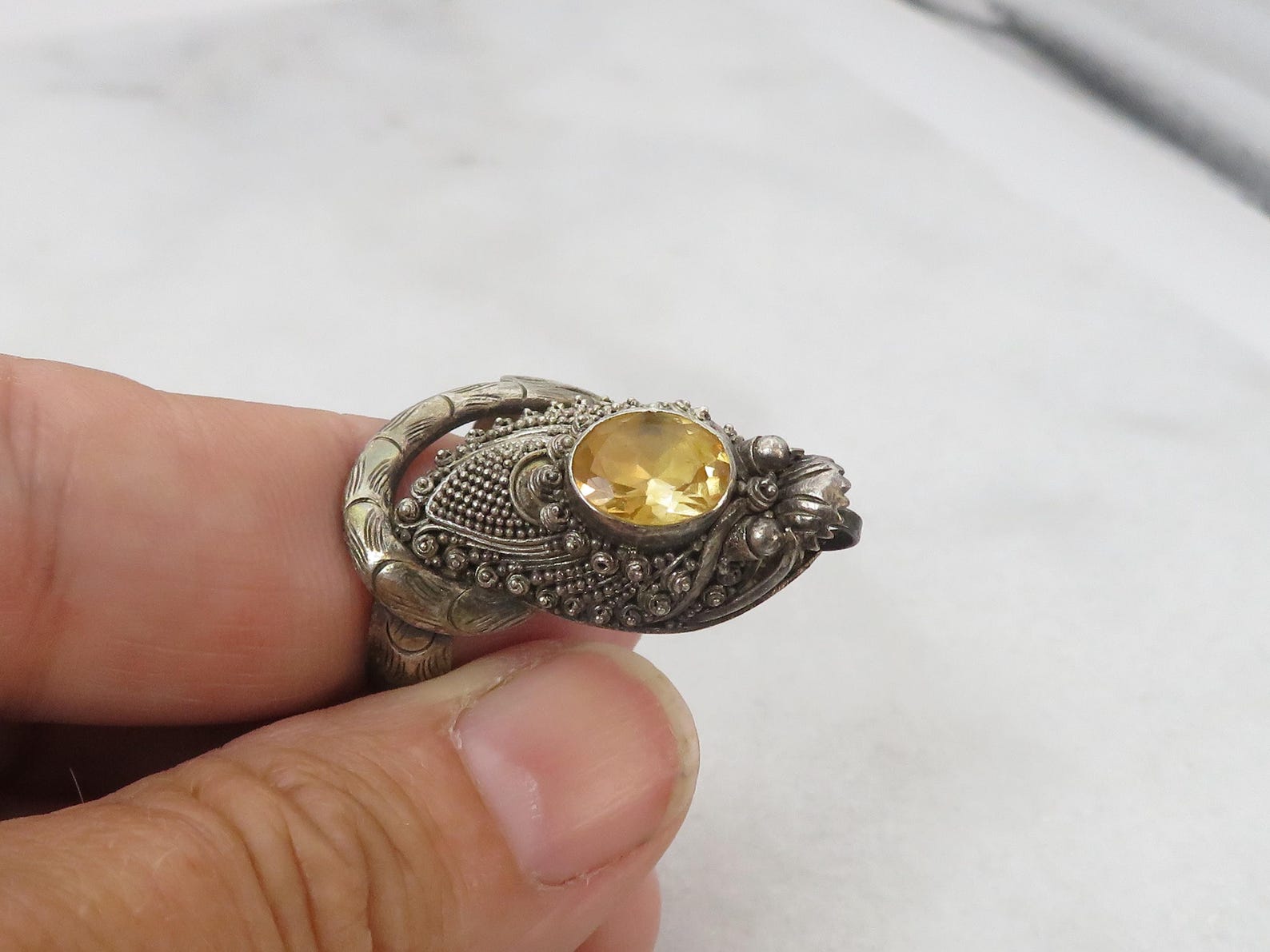 Antique 30's Chinese Citrine Dragon Ring Sz 8.25. - Etsy