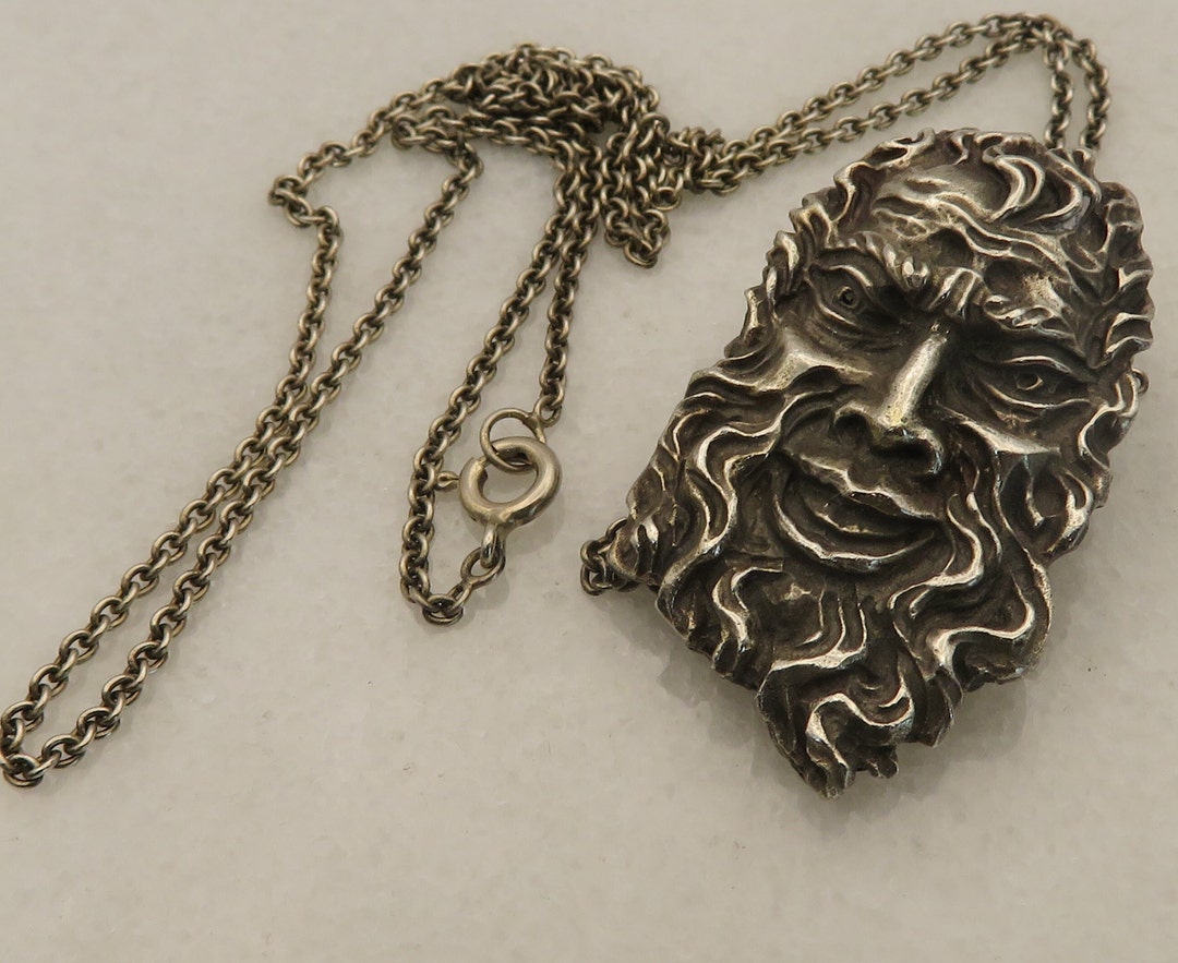 Vintage Sterling Silver Greek God Pendant Necklace - Etsy