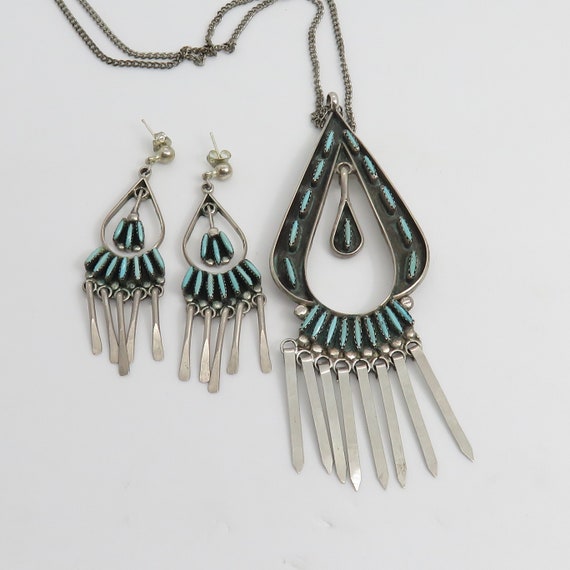 Vintage Sterling Silver Zuni Necklace Needle Point Tu… - Gem