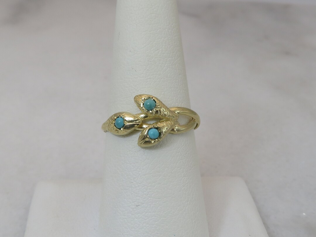 Vintage 14k Turquoise Triple Snake Band Ring. Sz 8. - Etsy