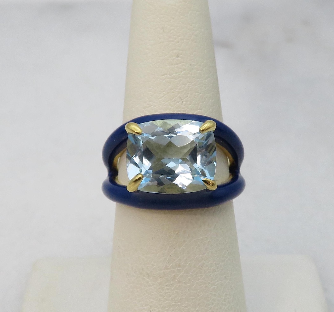 Rarities Sterling Silver Enamel Topaz Ring by Carol Brodie Sz 7. - Etsy