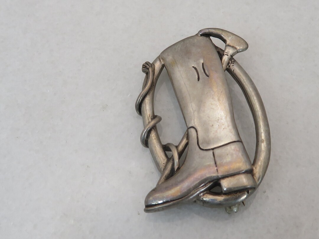 Vintage Sterling Silver Boot Polo Brooch Pin. - Etsy