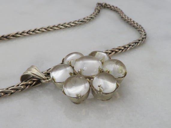 Vintage Quartz Sterling Silver Pendant Necklace. - Gem